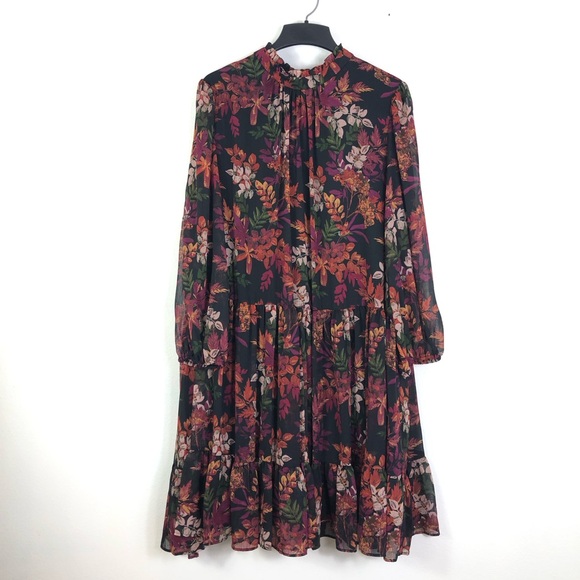 Maison Tara | Dresses | Maison Tara 22w Dress Tiered Floral Long Sleeve ...